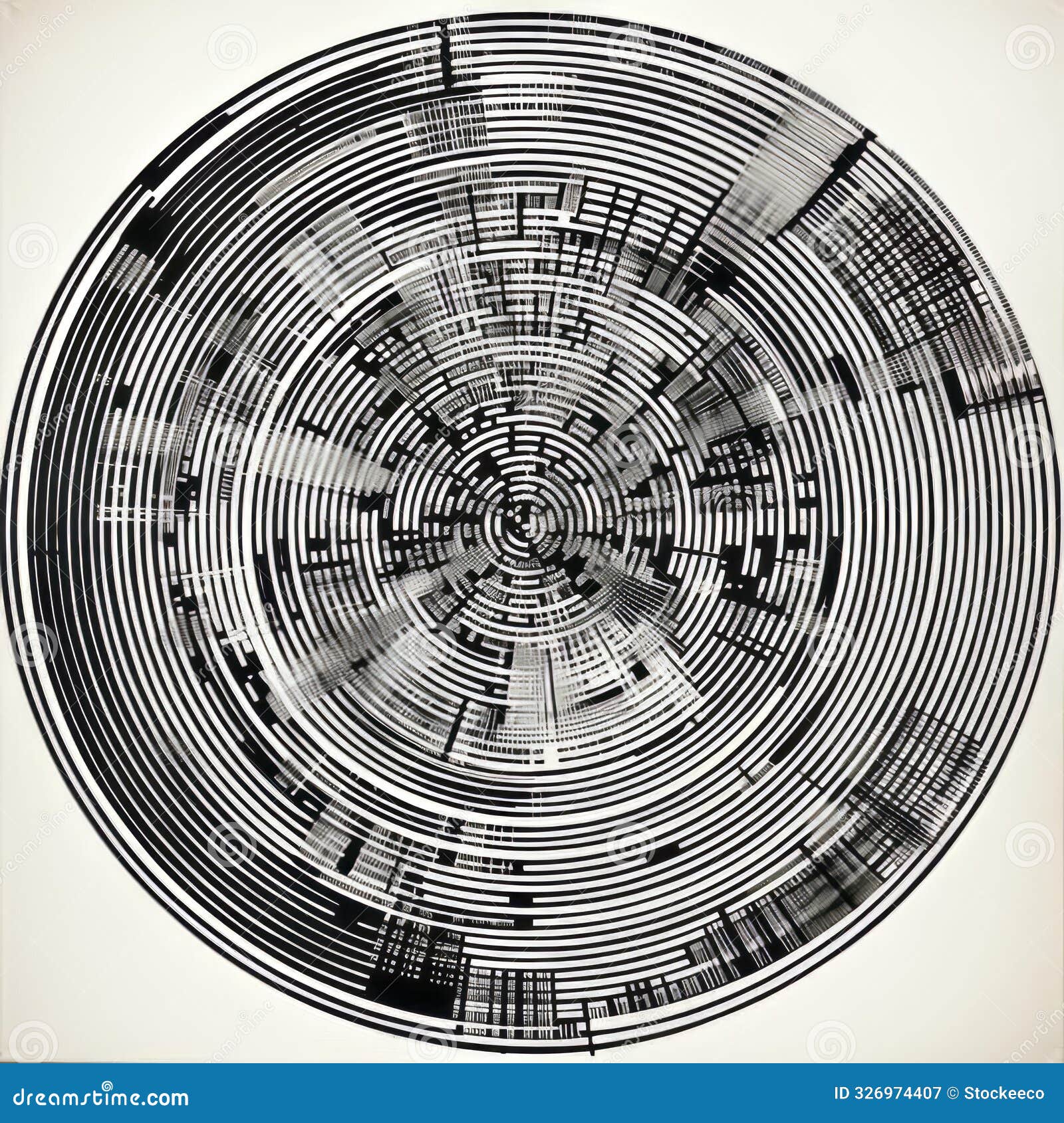 Circular Barcode Image with Vertical Straight Lines on Paper Stock ...