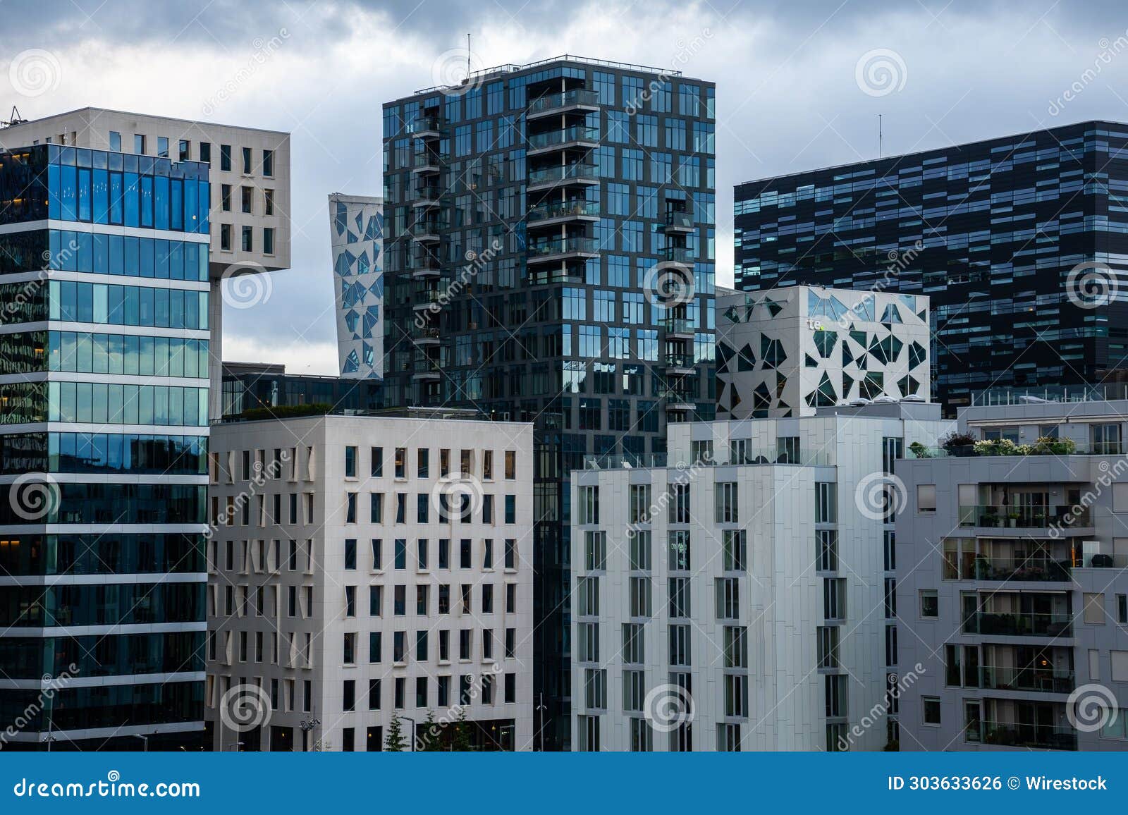 Barcode District with Modern Architecture in Olso, Norway Editorial ...