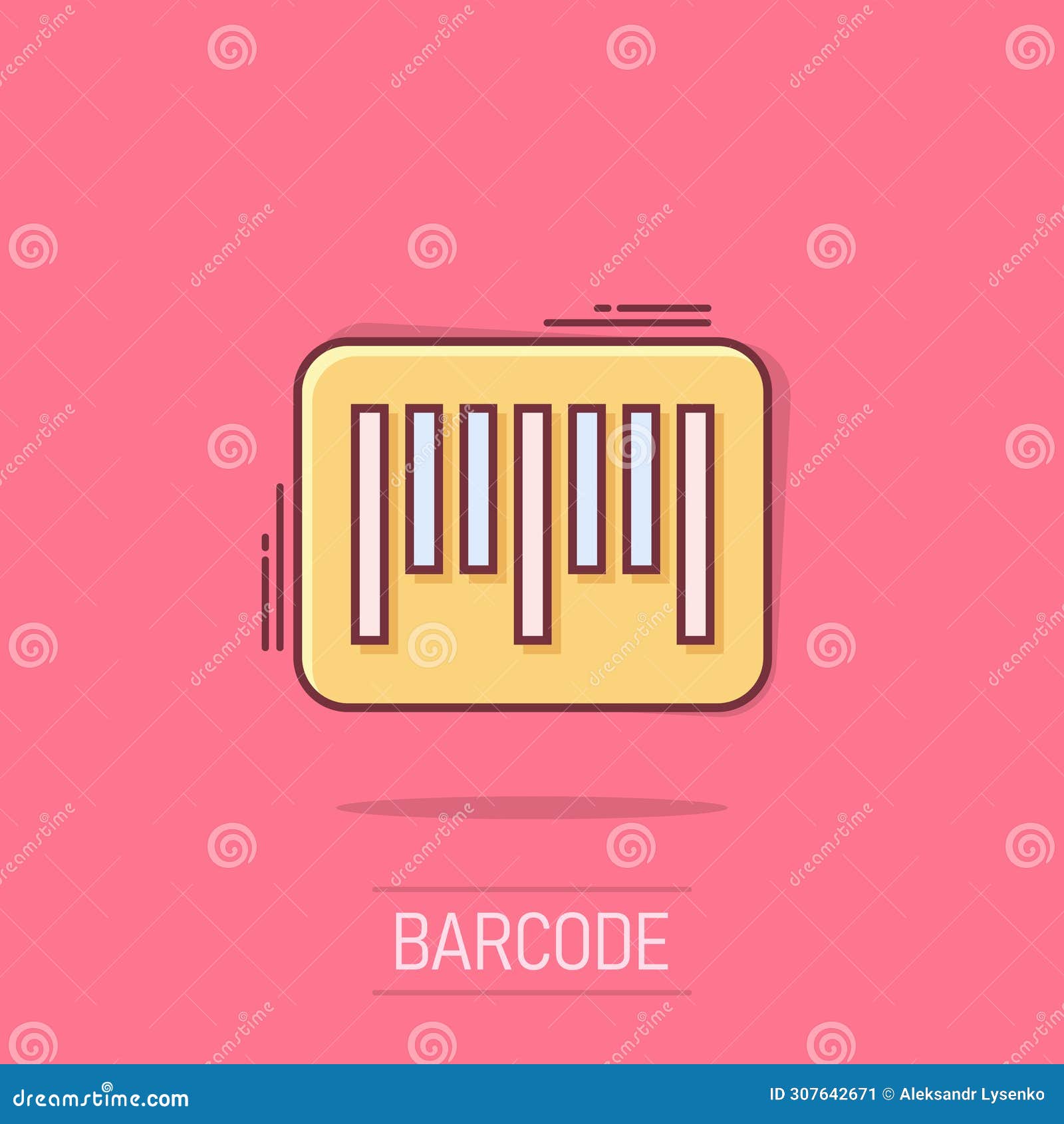 Barcode Icon in Comic Style. Product Distribution Cartoon Vector ...