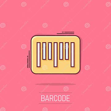 Barcode Icon in Comic Style. Product Distribution Cartoon Vector ...