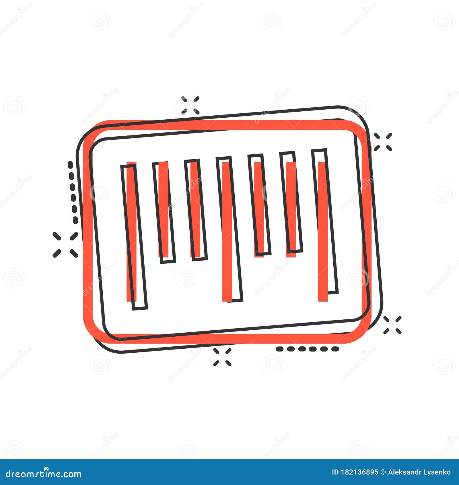Barcode Icon in Comic Style. Product Distribution Cartoon Vector ...