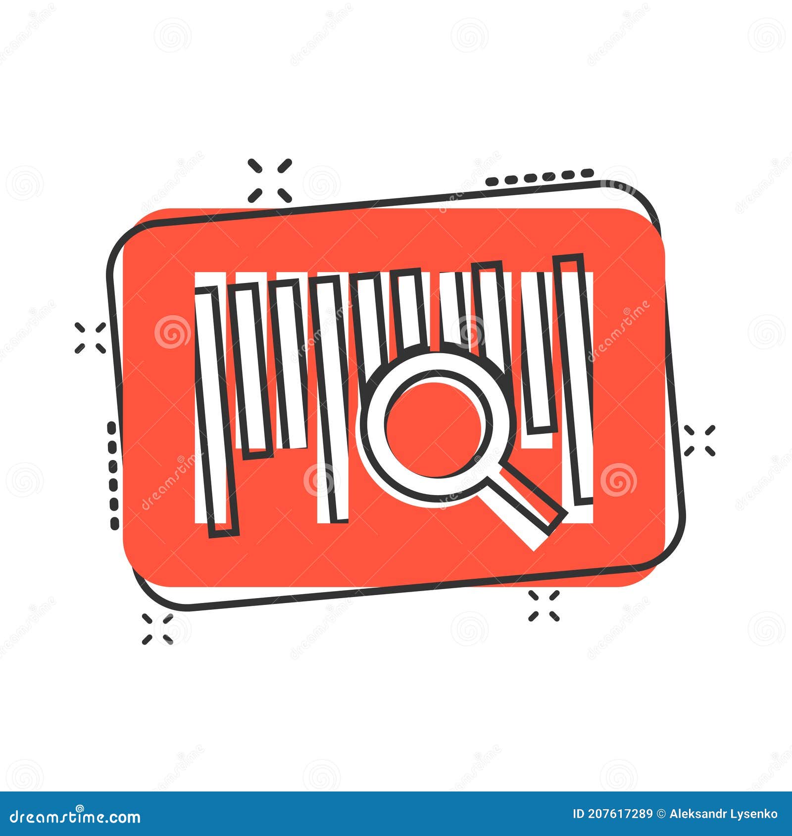 Barcode Icon in Comic Style. Product Distribution Cartoon Vector ...