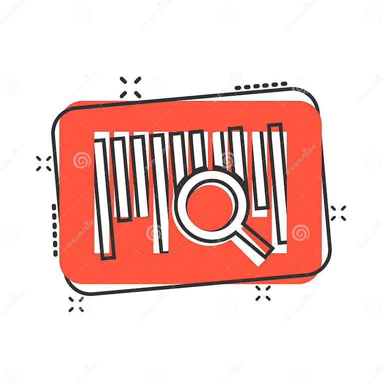 Barcode Icon in Comic Style. Product Distribution Cartoon Vector ...
