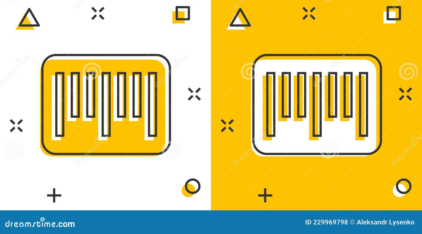 Barcode Icon in Comic Style. Product Distribution Cartoon Vector ...