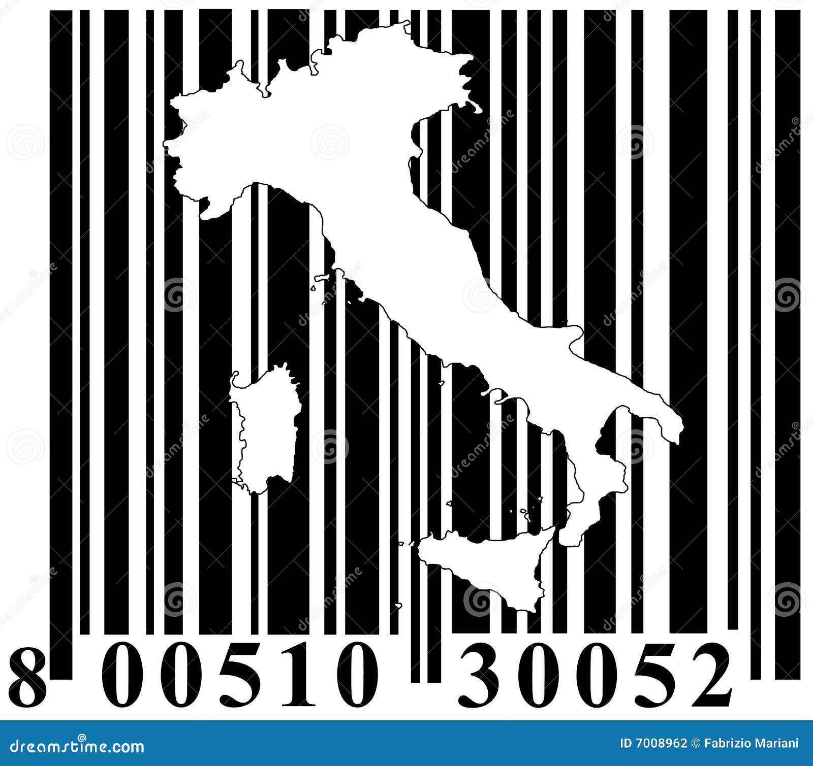 Barcode with Italy outline stock vector. Illustration of black - 7008962