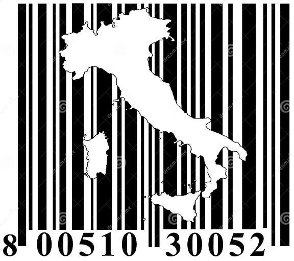 Barcode with Italy outline stock vector. Illustration of black - 7008962