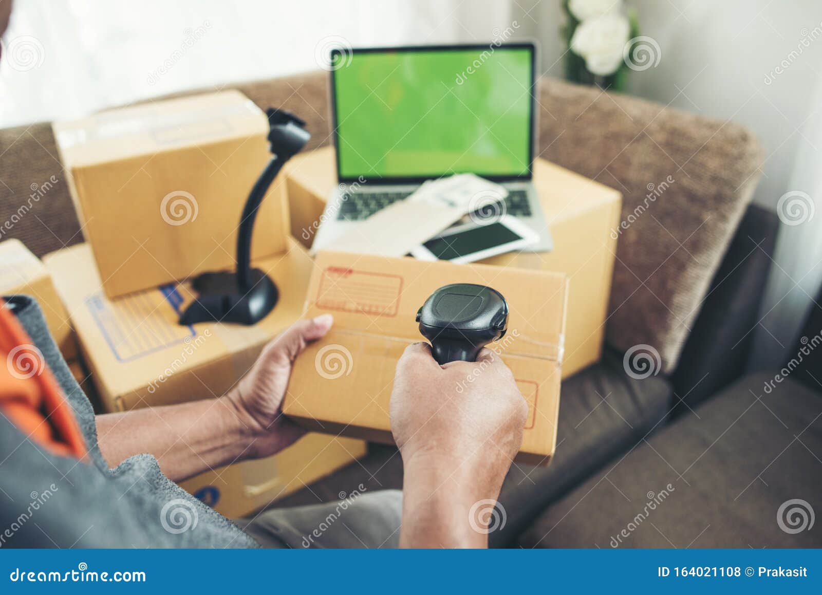 Barcode Machine with box stock photo. Image of handheld - 164021108