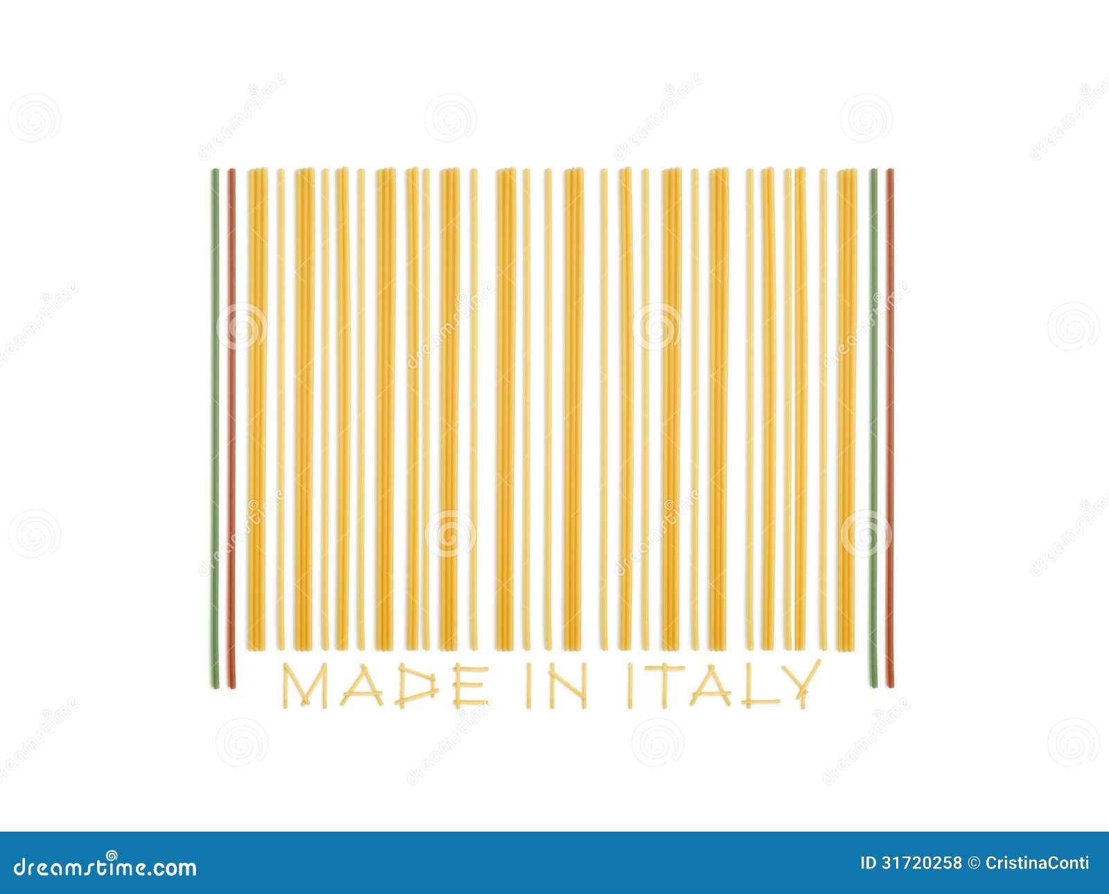 Barcode Made with Italian Spaghetti Stock Photo - Image of flag, line ...