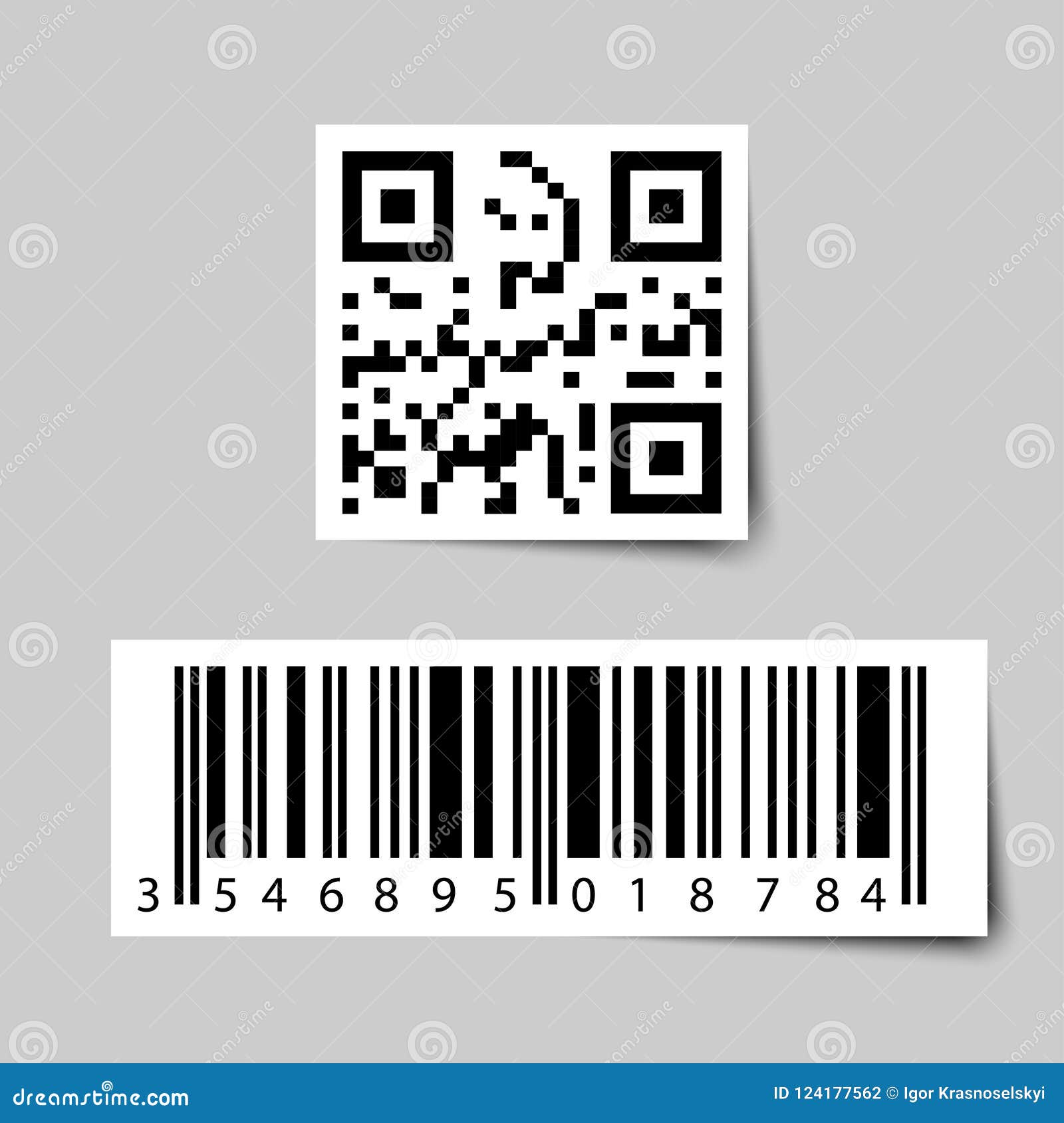 Barcode Mit Qr Code Zeichnefolge Vektor Abbildung - Illustration von ...
