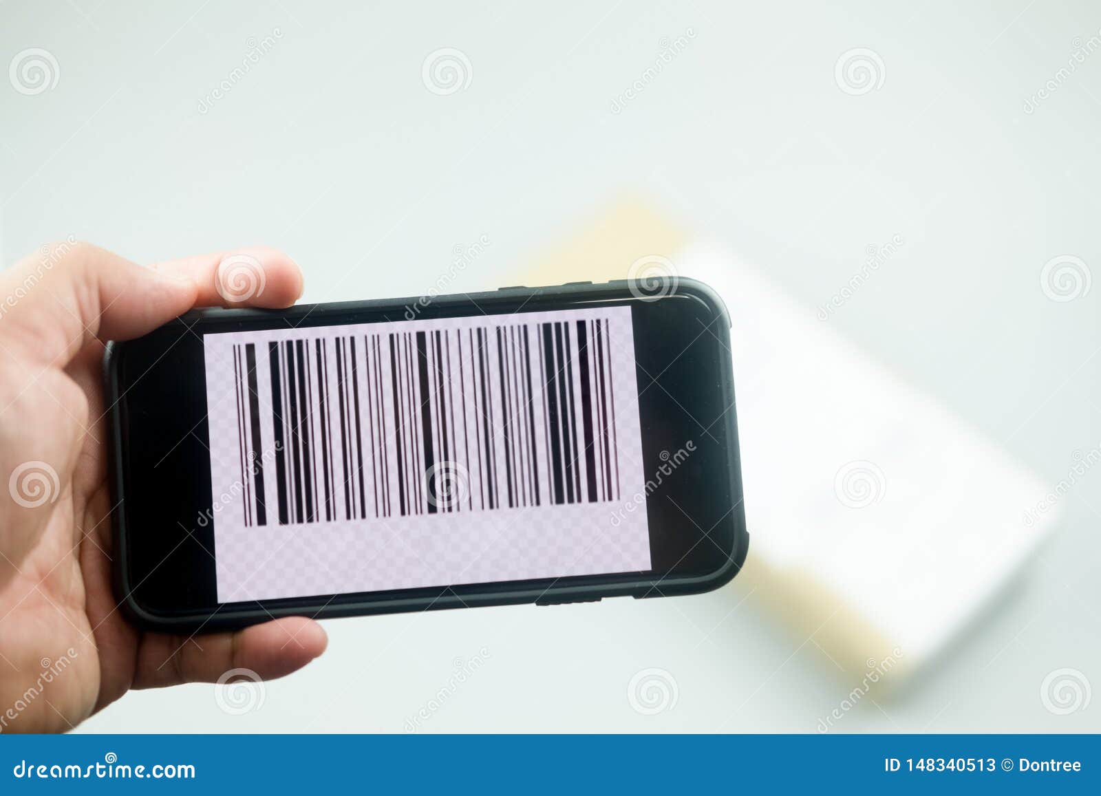 Barcode on Mobile Phone Scan on Screen. Business and Technology Concept ...