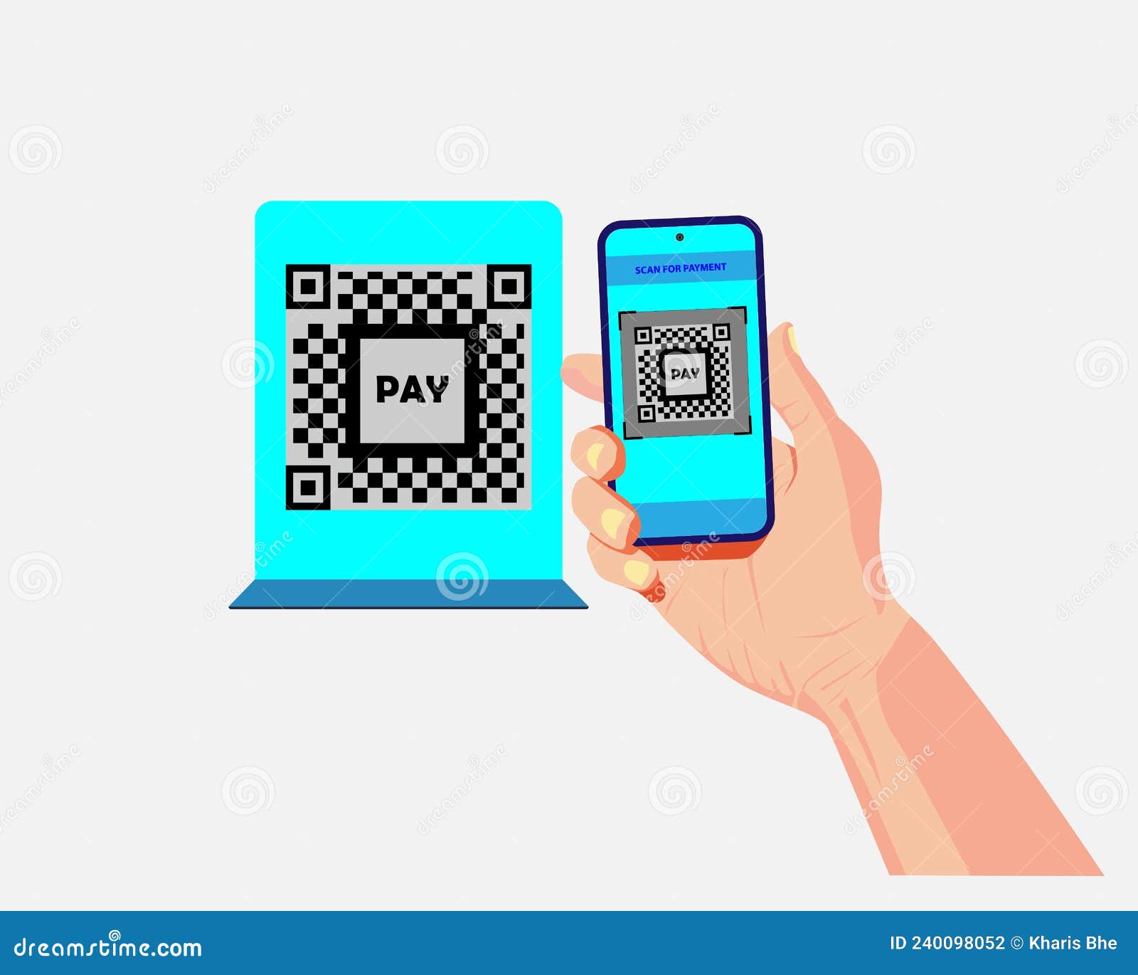 Barcode Payment with Handphone Via QR Code Stock Illustration ...