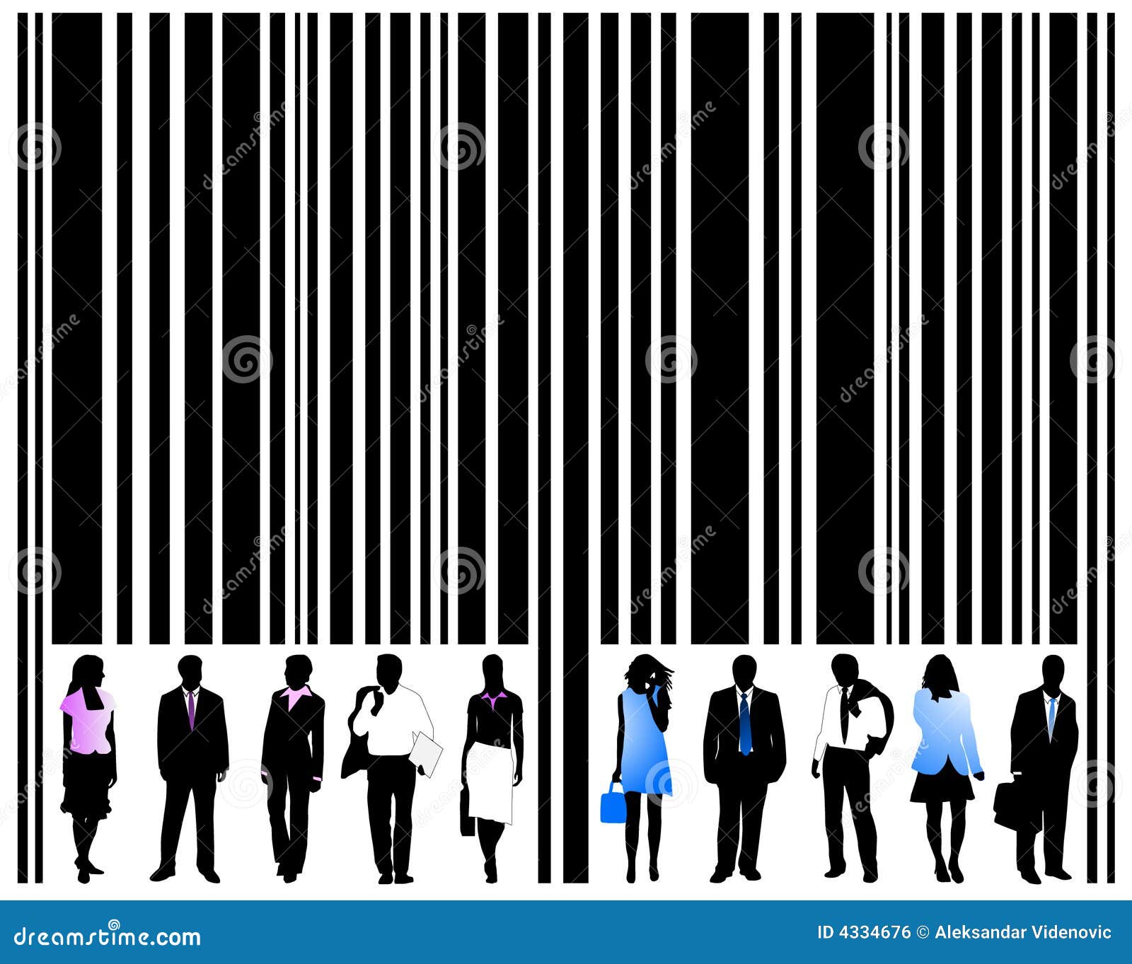 Barcode and people stock vector. Illustration of silhouette - 4334676
