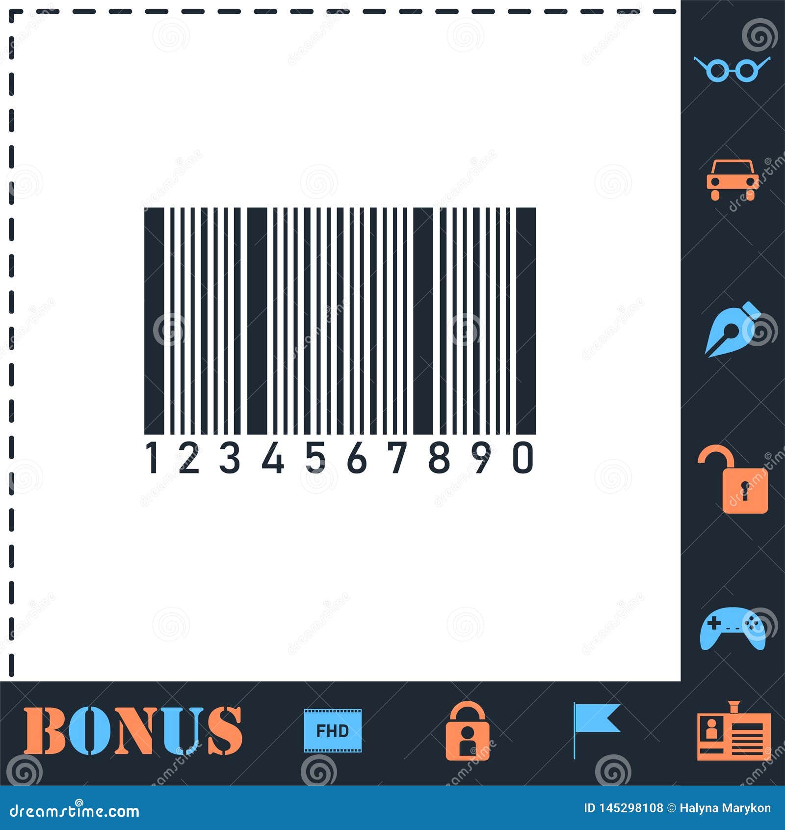 Barcode icon flat stock vector. Illustration of commerce - 145298108