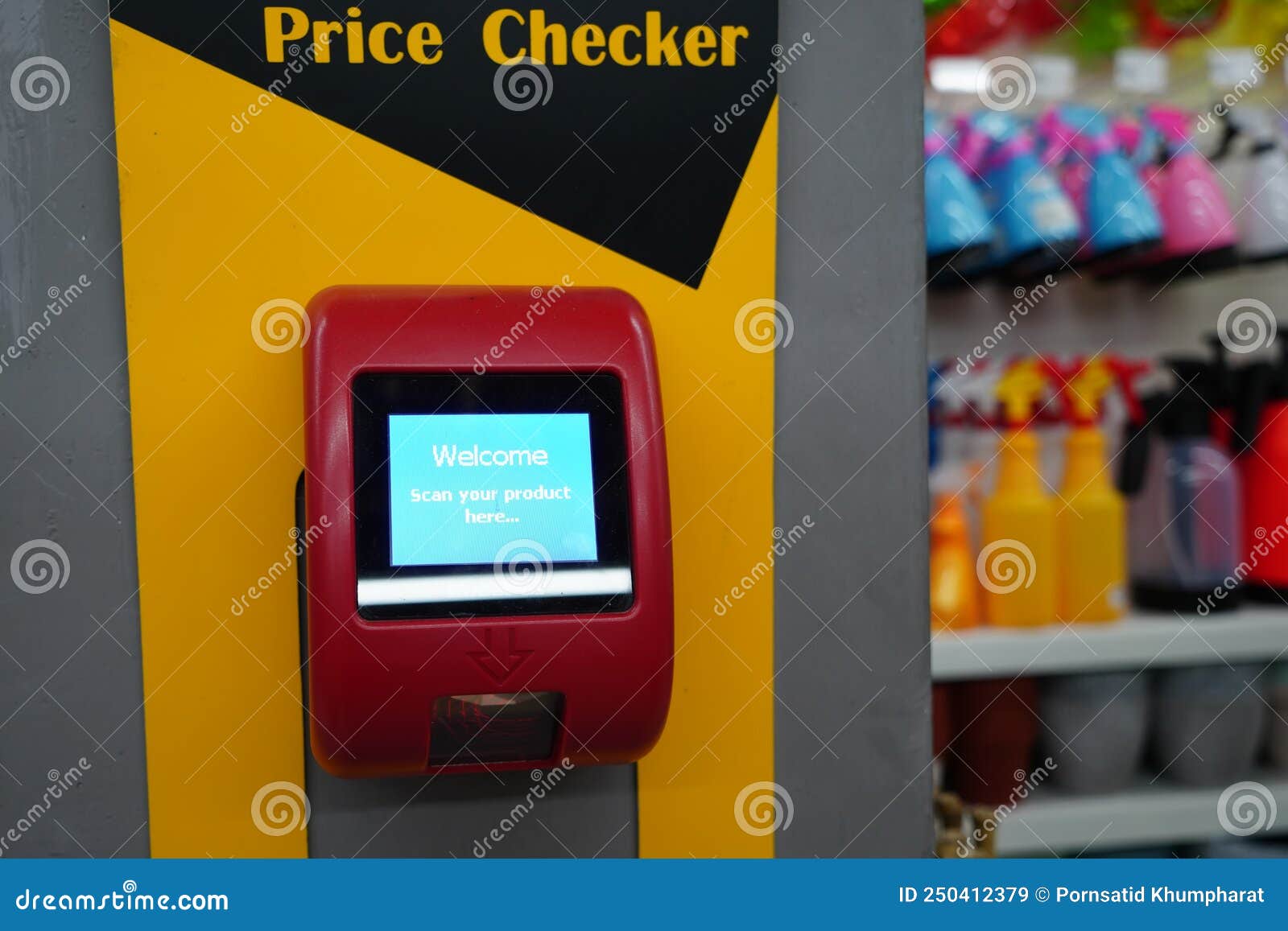 The Barcode Price Scanner on the Wall in a Supermarket for Self Service ...
