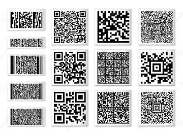 Barcode and QR Code Collection with a Random Set of Characters Stock ...