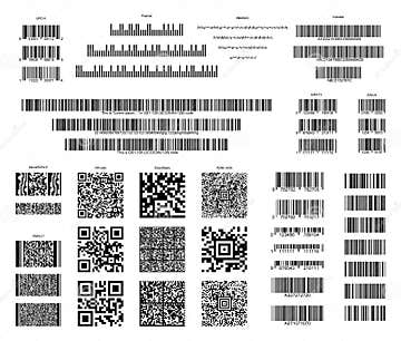 Barcode and QR Code Collection with a Random Set of Characters Stock ...