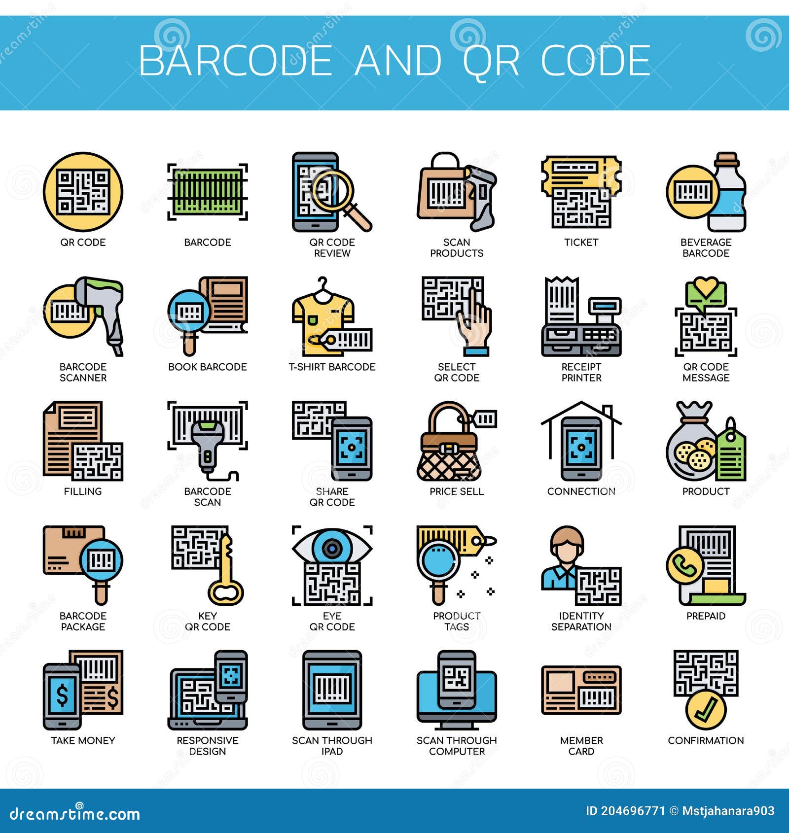 Barcode and QR Code , Thin Line and Pixel Perfect Icons Stock Vector ...