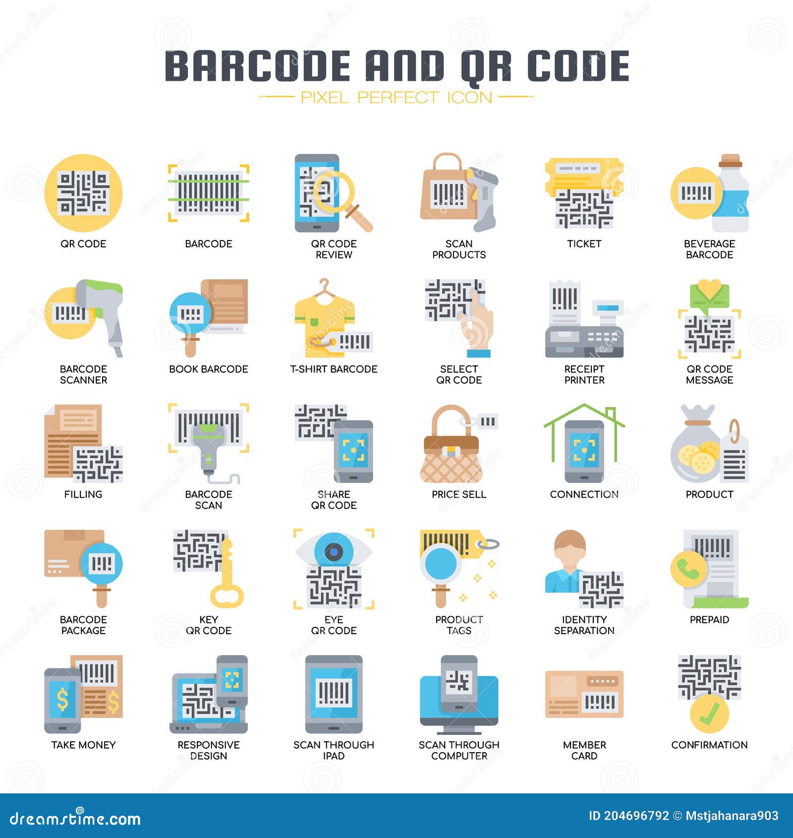 Barcode and QR Code , Thin Line and Pixel Perfect Icons Stock Vector ...