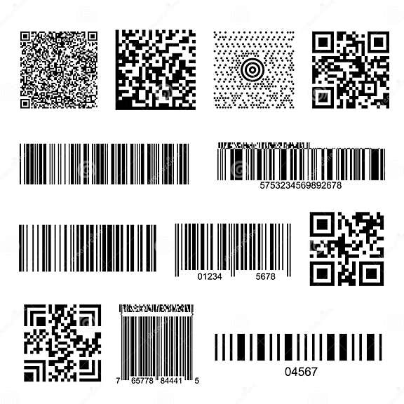 Barcode Qr Matrix Code Set. Identification Scanning Security Checking ...
