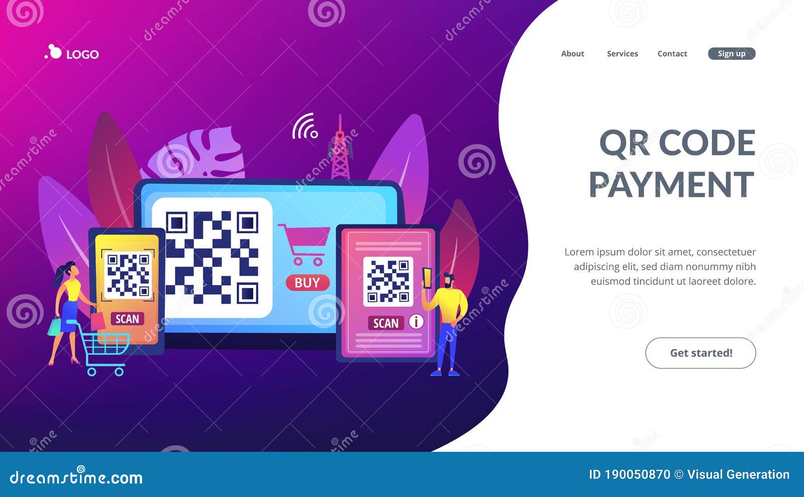 QR Code Concept Landing Page Vector Illustration | CartoonDealer.com ...