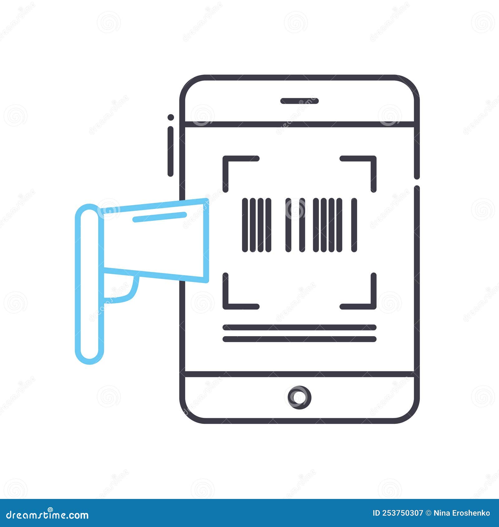 Barcode Scan Line Icon, Outline Symbol, Vector Illustration, Concept ...