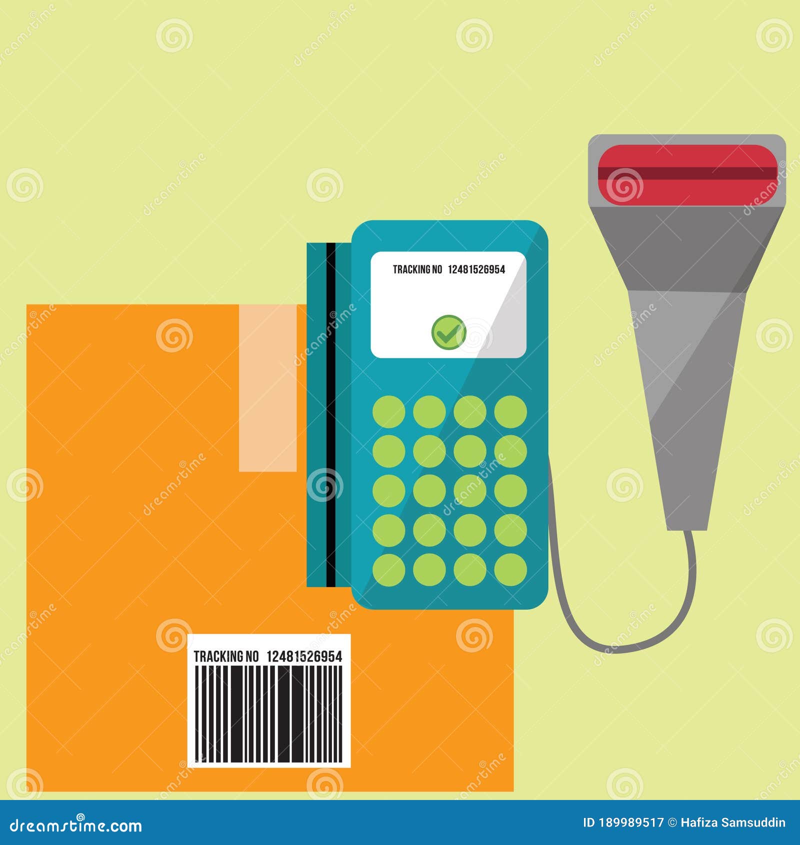 Barcode Scanner with the Delivery Box. Vector Illustration Decorative ...