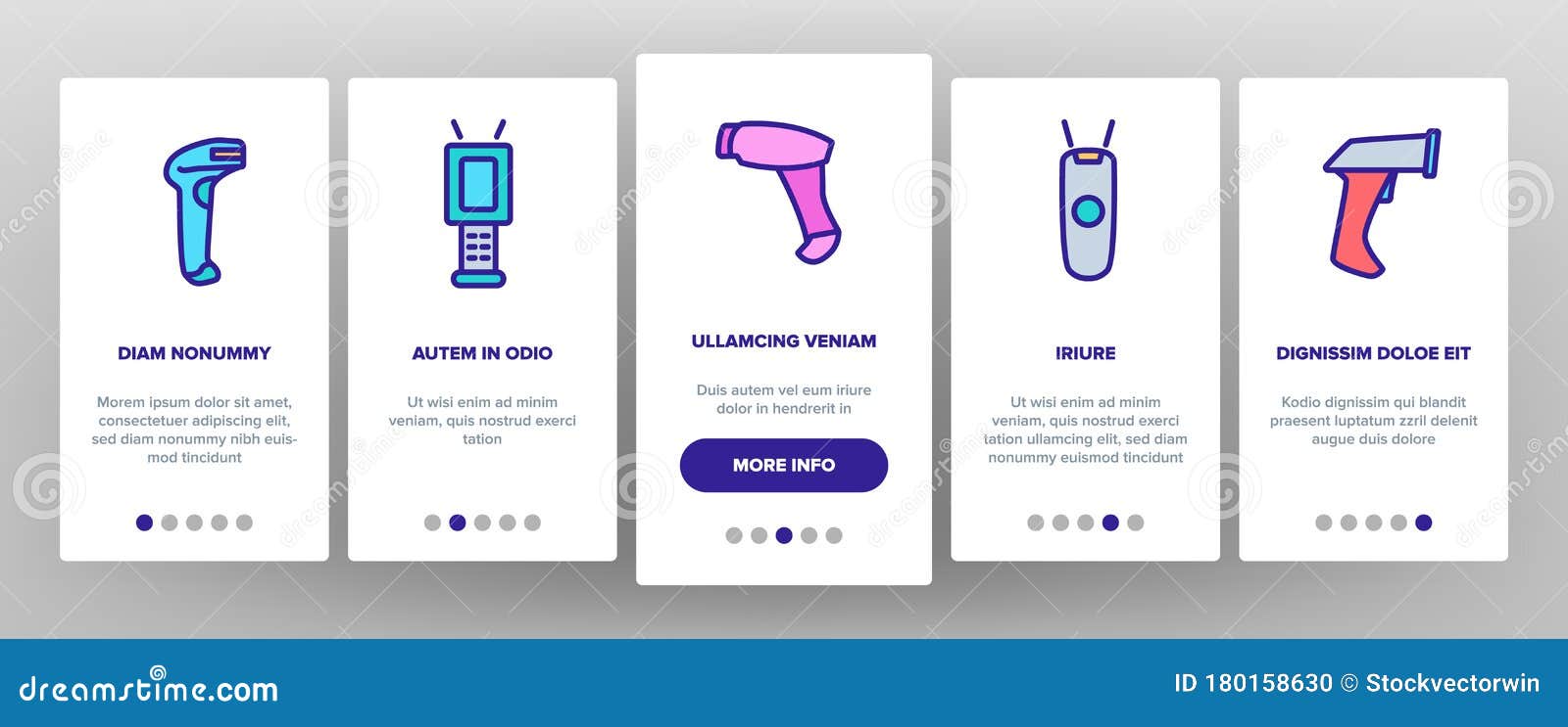 Barcode Scanner Device Onboarding Icons Set Vector Stock Vector ...