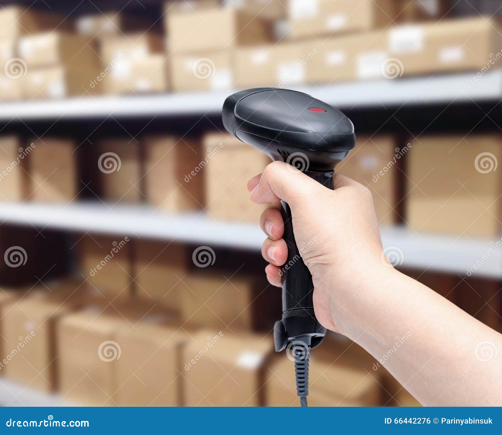 Barcode scanner in hand stock photo. Image of black, render - 66442276