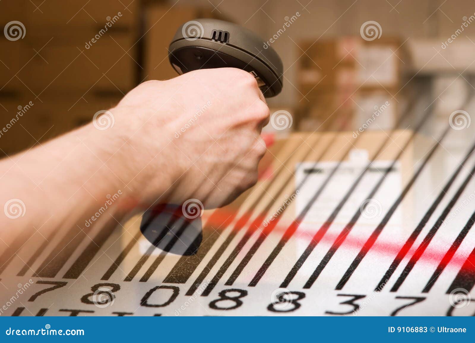 Barcode Scanner and Label Close-up. Stock Image - Image of hand, number ...