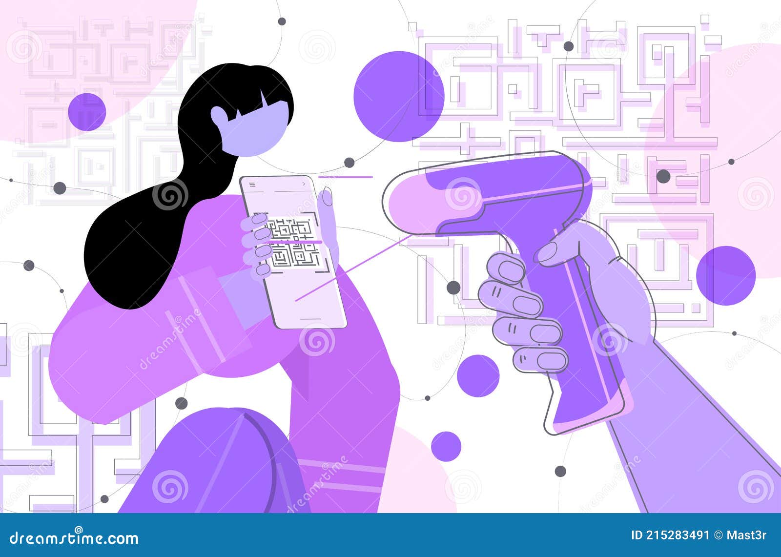 Barcode Scanner Scanning QR Code On Smartphone Screen Electronic ...