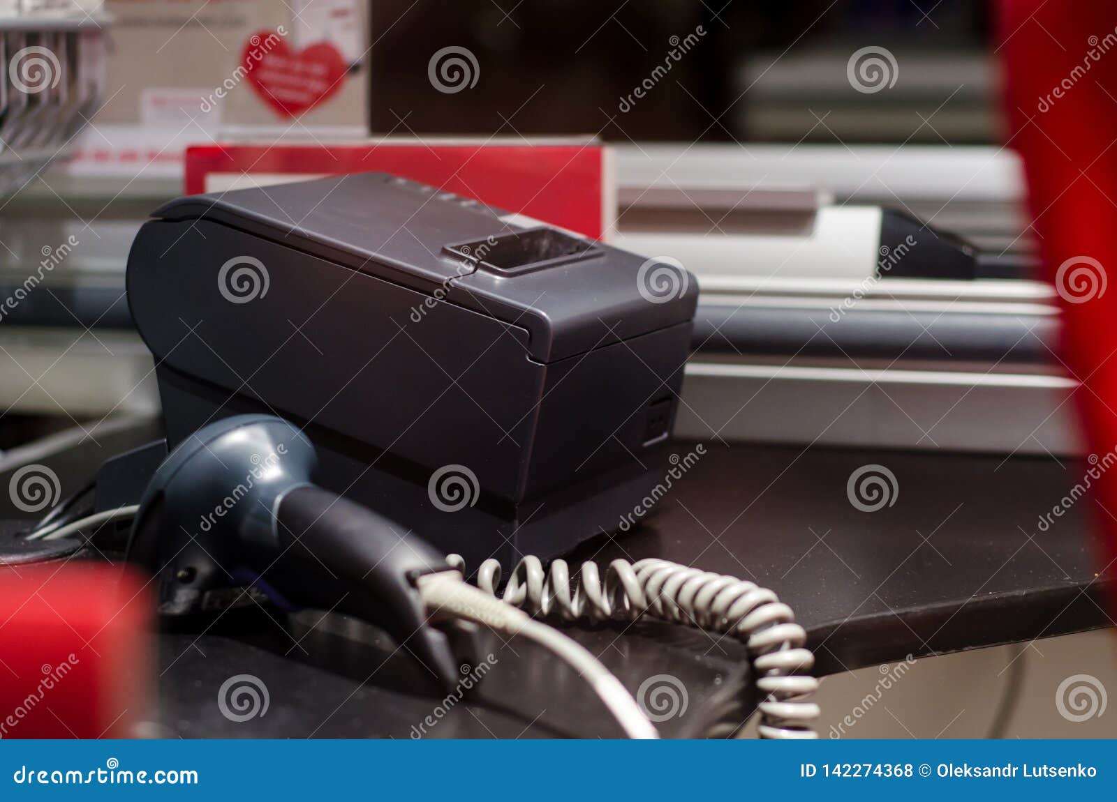 Barcode scanner in shop stock photo. Image of credit - 142274368