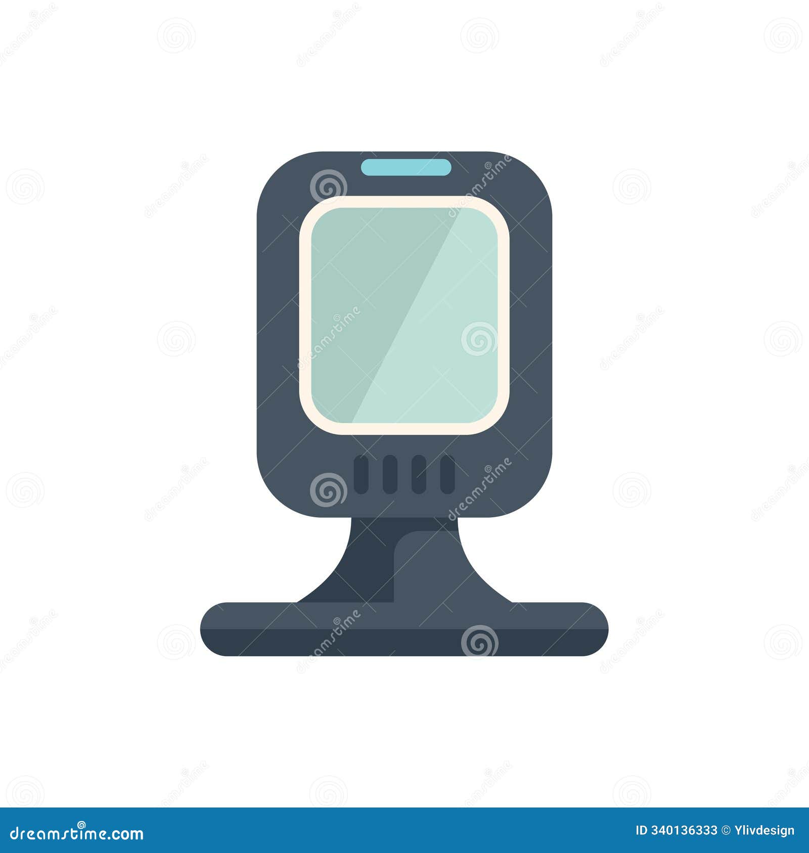 Barcode Scanner Standing on a Countertop Scanning Products Stock ...