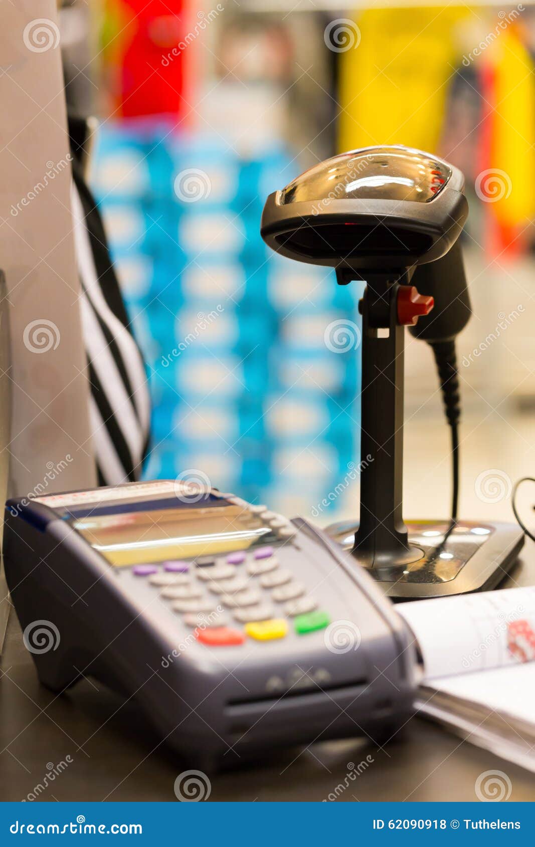 Barcode Scanner on Table with Credit Card Machine Stock Photo - Image ...