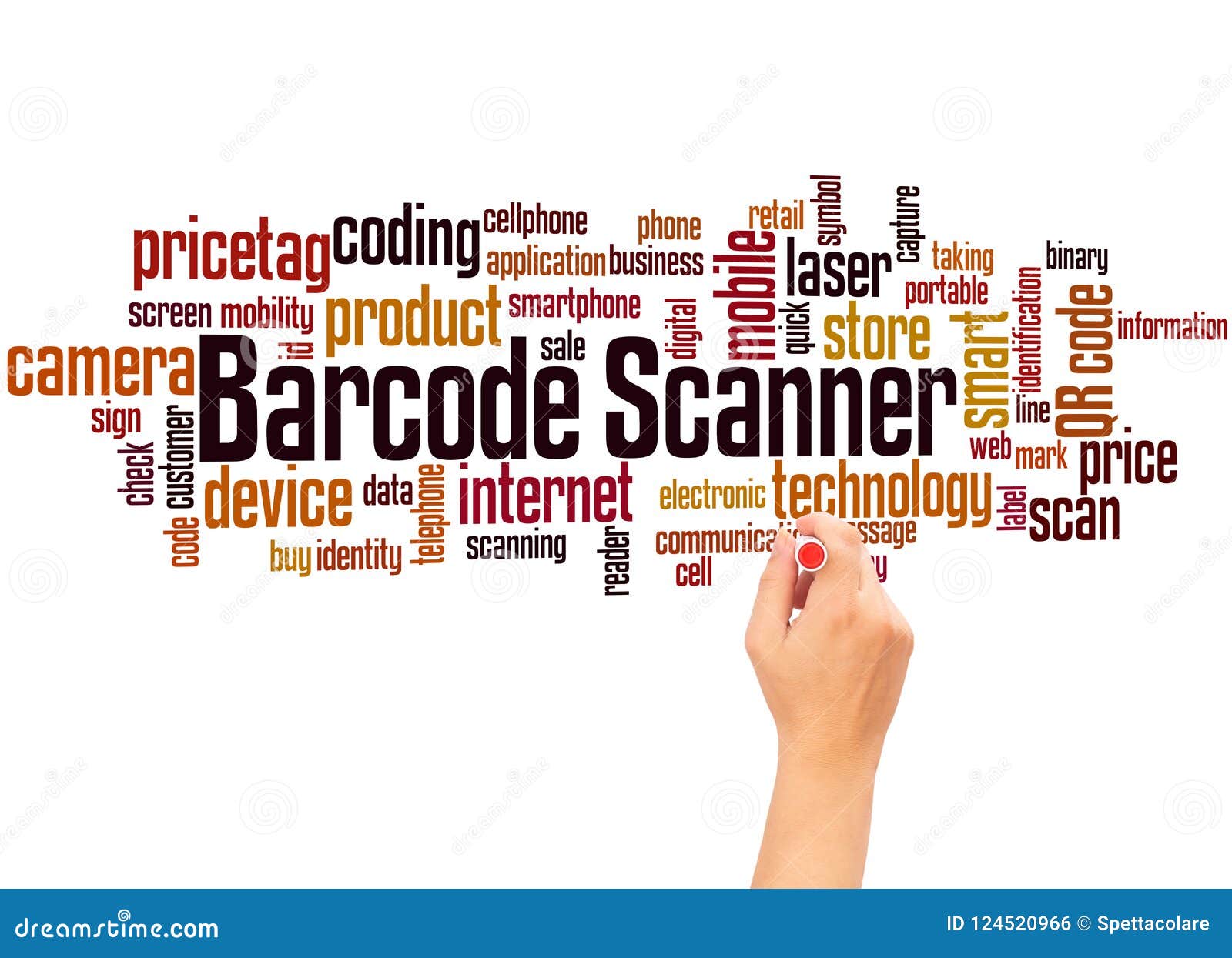 Barcode Scanner Word Cloud and Hand Writing Concept Stock Photo - Image ...