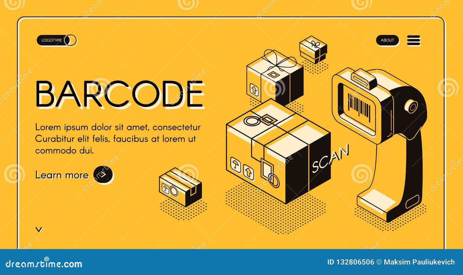 Barcode Scanning Service Website Vector Template Stock Vector ...