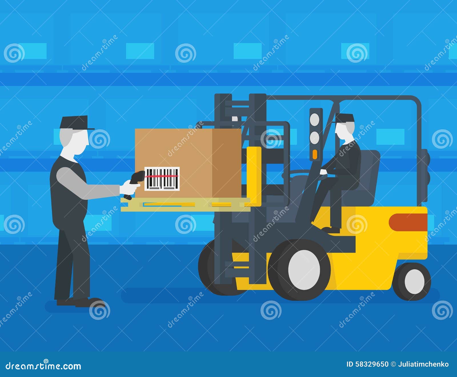 Barcode Scanning at the Warehouse Stock Vector - Illustration of icon ...