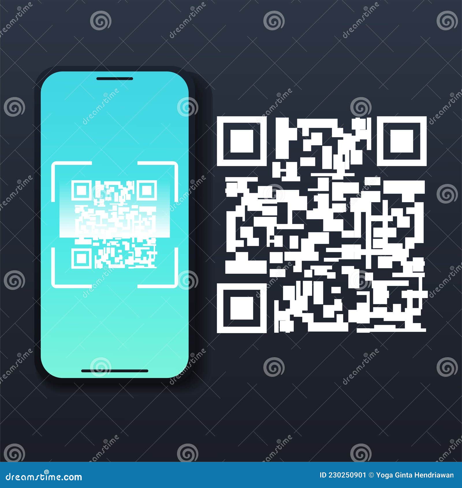 Barcode on Screen. Smartphone Screen with Scan QR Code. Digital ...