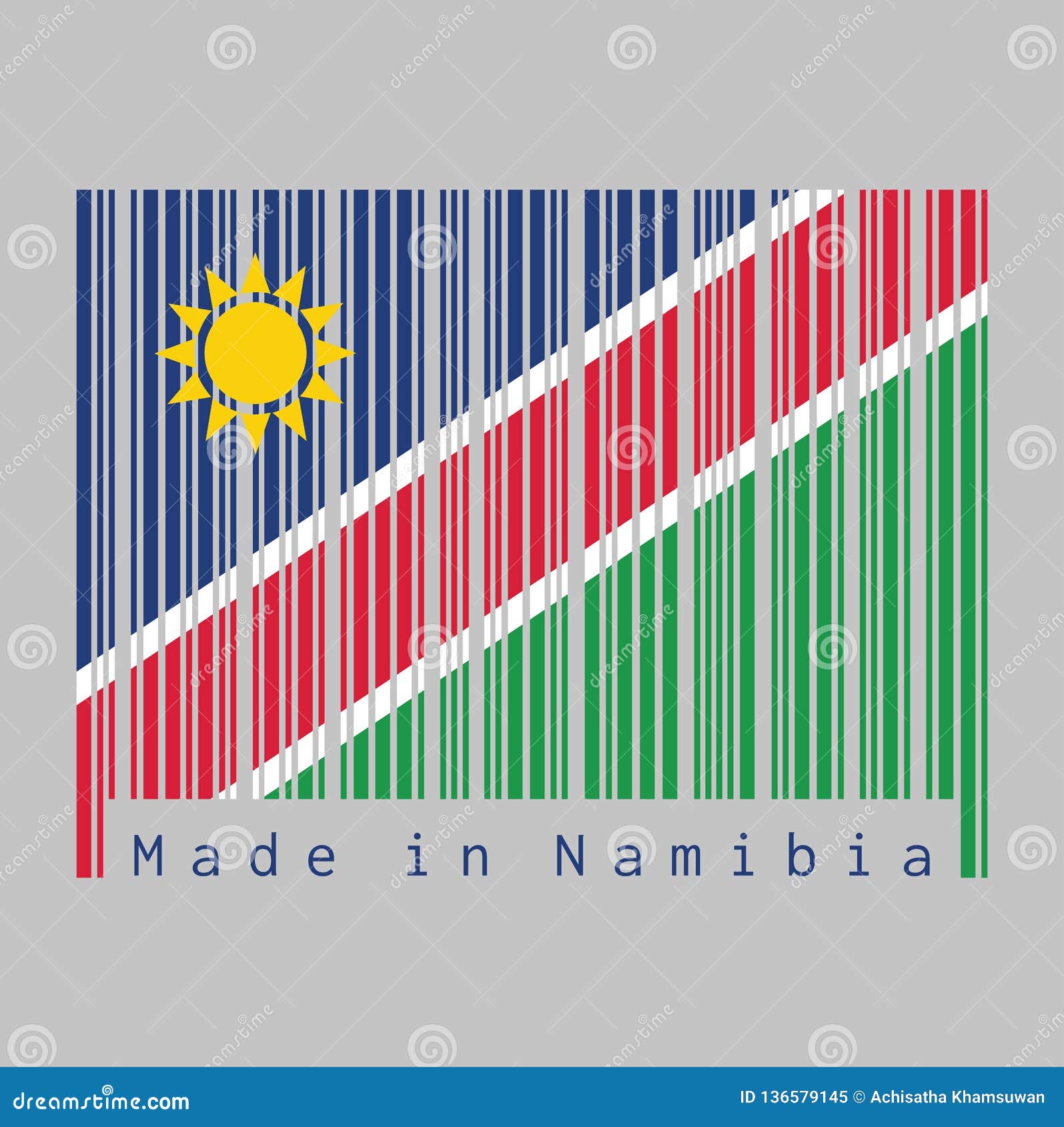 Barcode Set the Color of Namibia Flag, a White-edged Red Diagonal. the ...