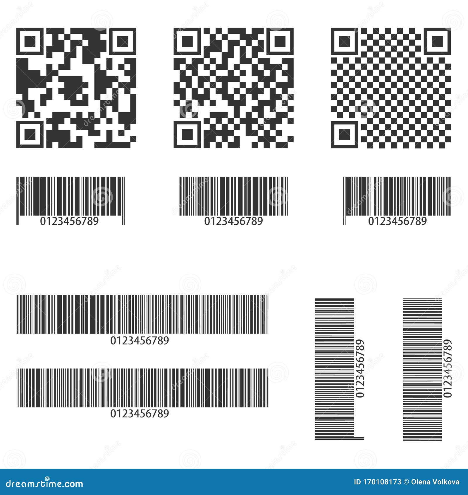 Barcode, a Set of Various Barcodes Isolated on White. Vector ...