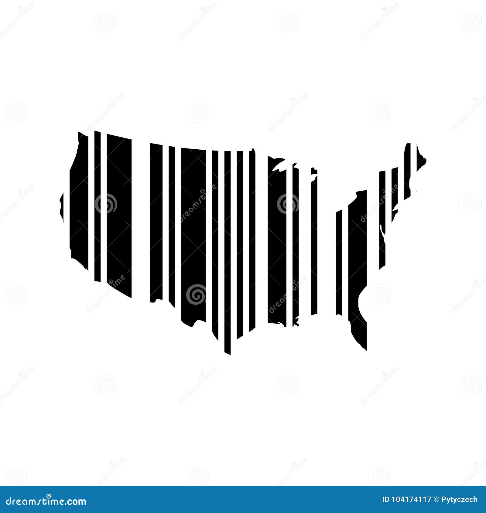 Barcode In A Shape Of USA Map. Vector Illustration In Rainbow Spectrum ...