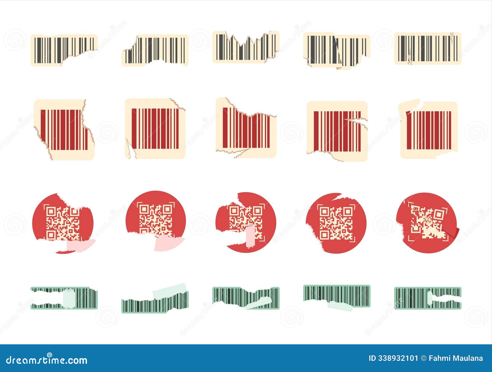 Barcode Sticker Torn Element Set Stock Vector - Illustration of yellow ...