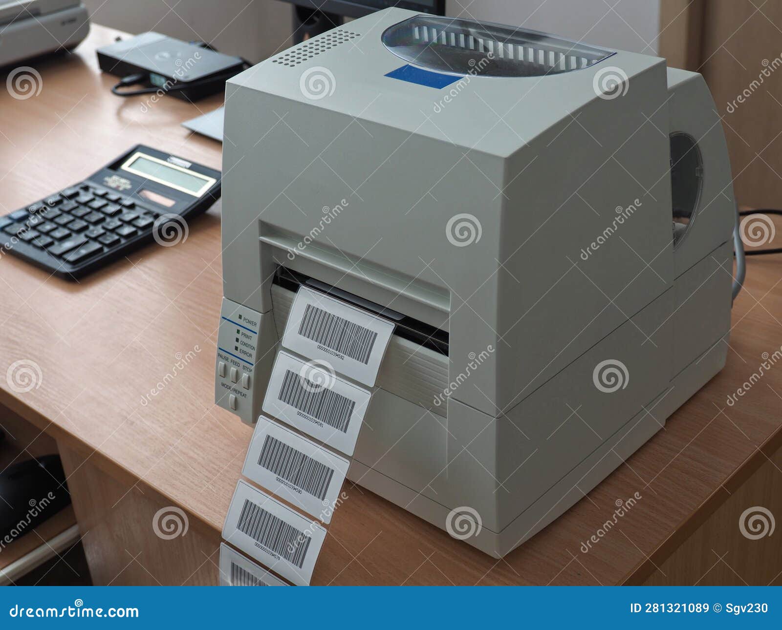 Barcode Thermal Transfer Label Printer Stock Image - Image of ...