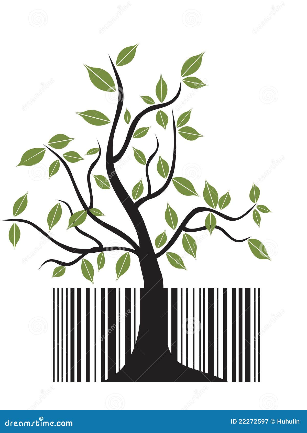 Barcode tree stock vector. Illustration of green, branch - 22272597