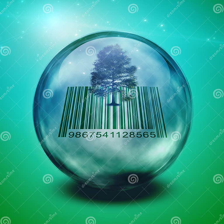 Barcode tree in glass stock illustration. Illustration of business ...