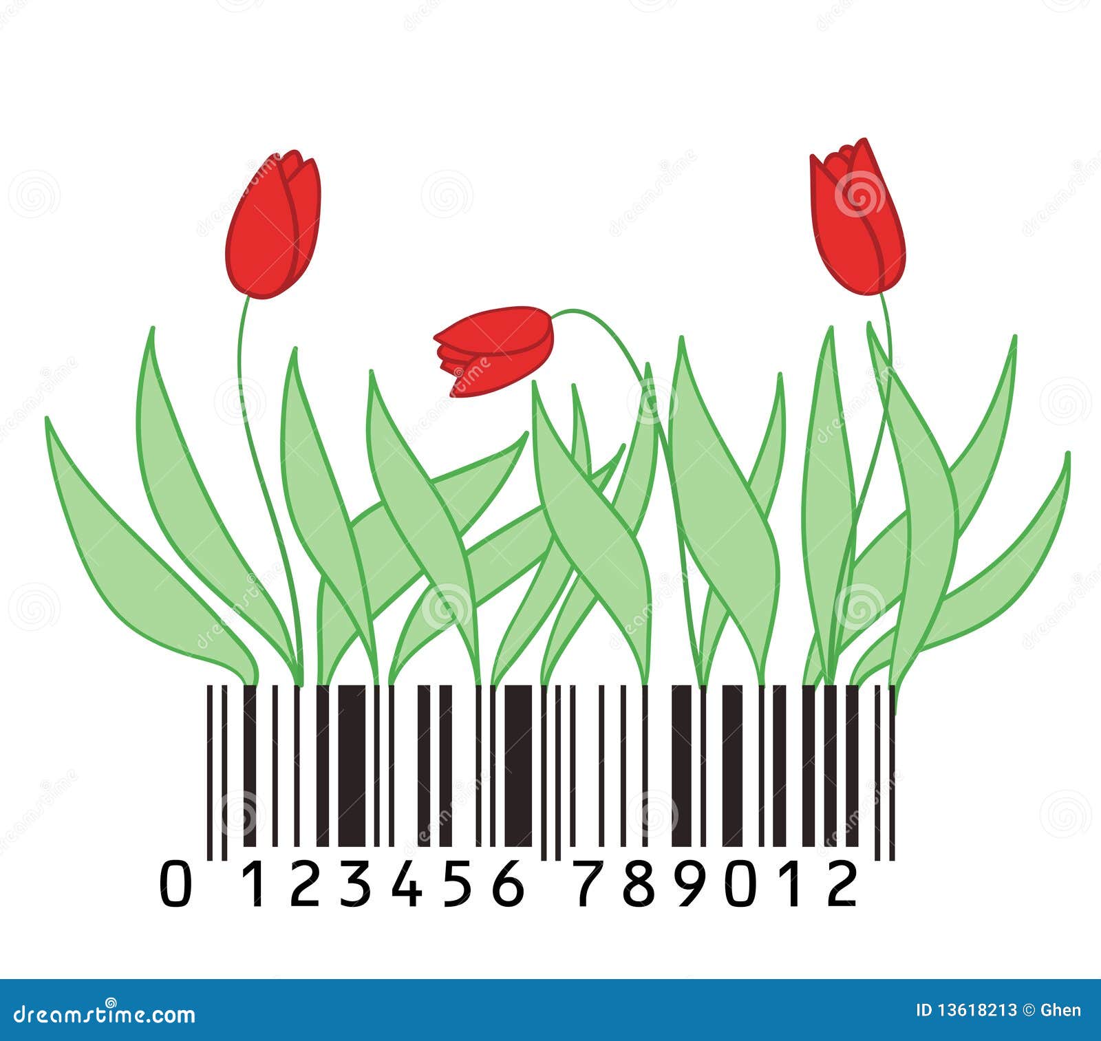 Barcode with tulips stock vector. Illustration of leaf - 13618213