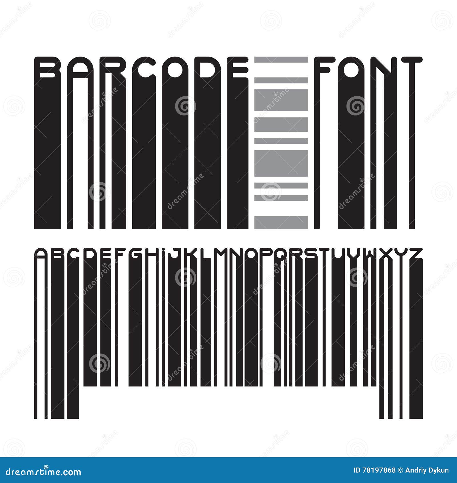 Barcode typeface font stock vector. Illustration of alphabet - 78197868