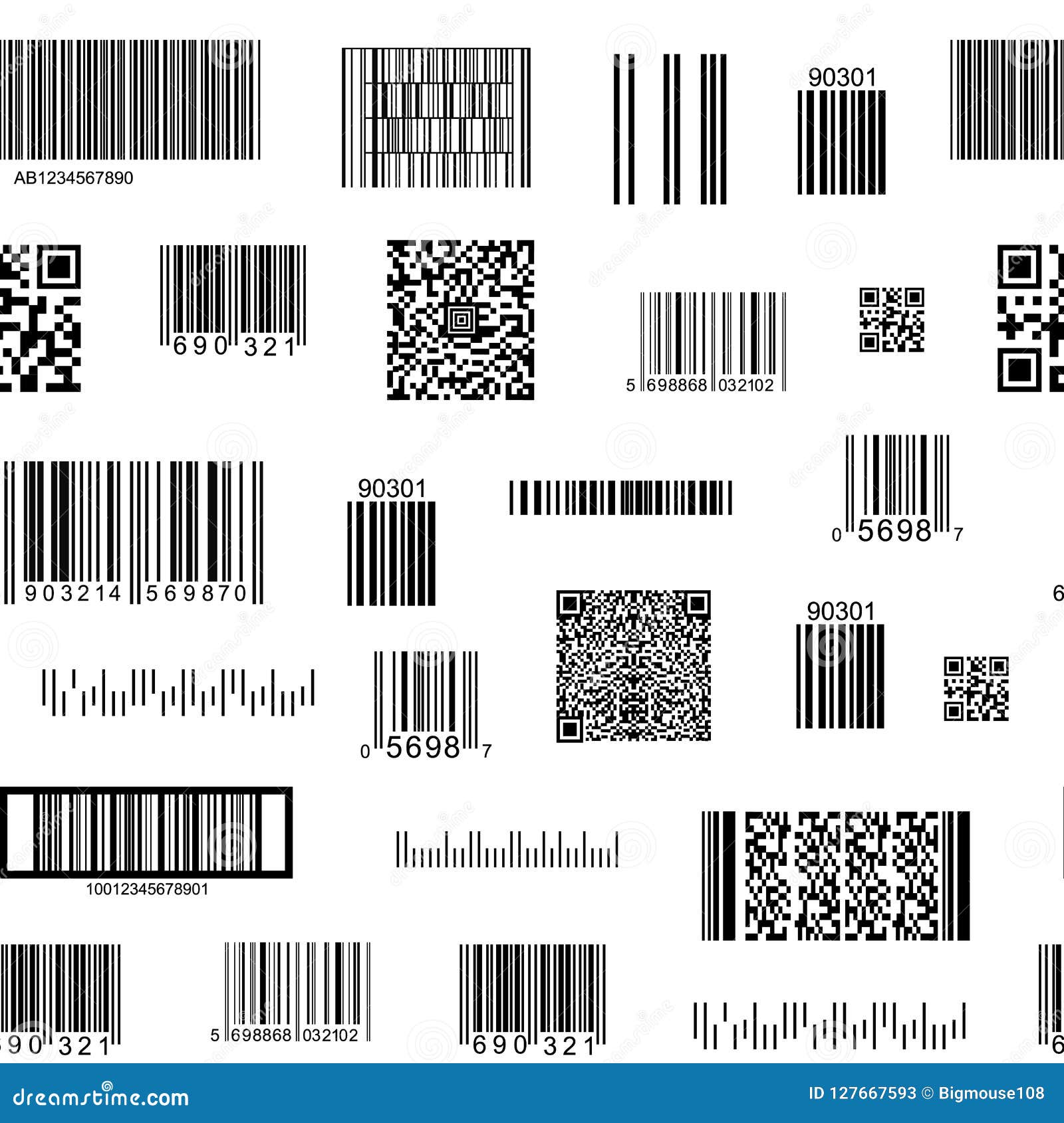 Barcode Und QR-Code-nahtloser Muster-Hintergrund Vektor Vektor Abbildung - Illustration von ...