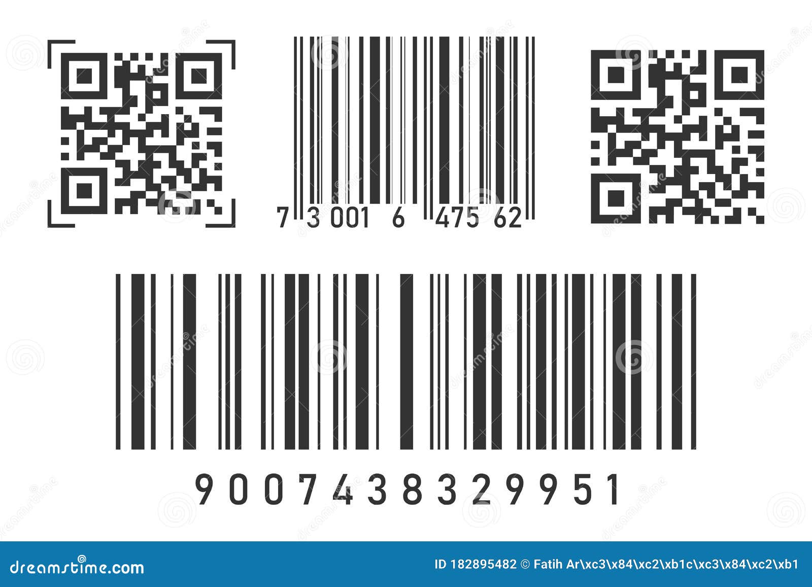 Barcode- Und QrCodesatz. Realistischer Design. Isolierte ...