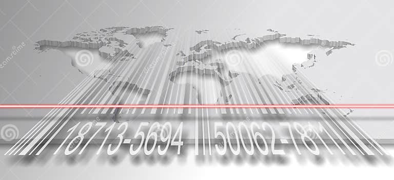 Barcode and world stock illustration. Illustration of connection - 26584722