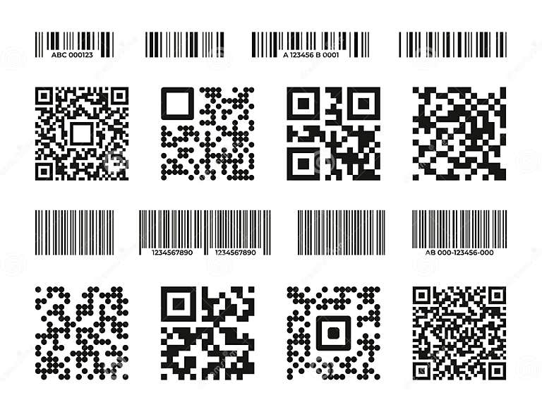 Barcodes and QR. Scan Code for Labeling and Tracking, Black Stripes ...